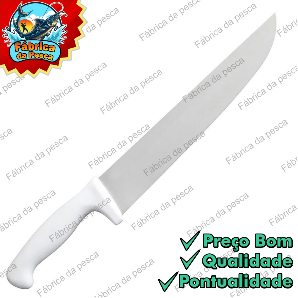 Faca açogueiro cozinha 12 polegadas cabo branco texturizado e anatômico ...