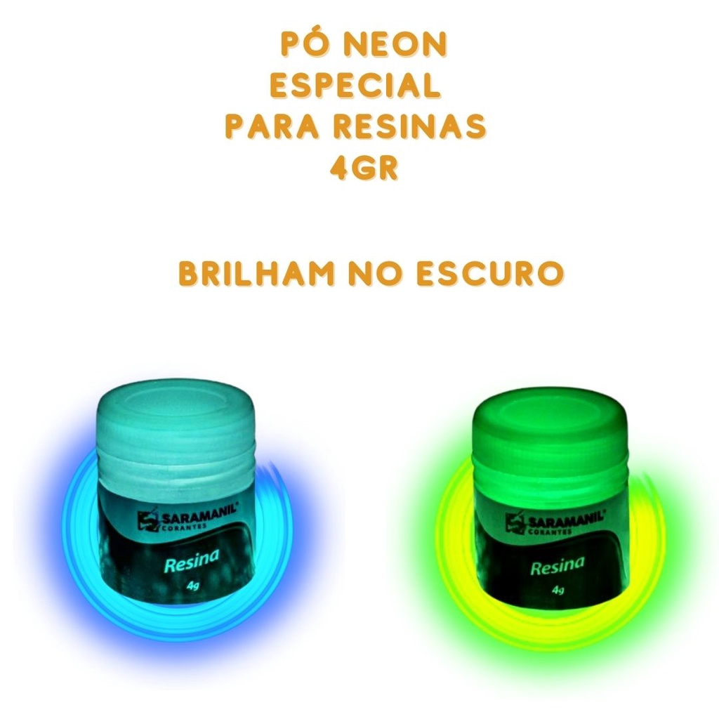Pó Corante Neon Brilha no Escuro Para Resinas e Artesanatos 4gr ...