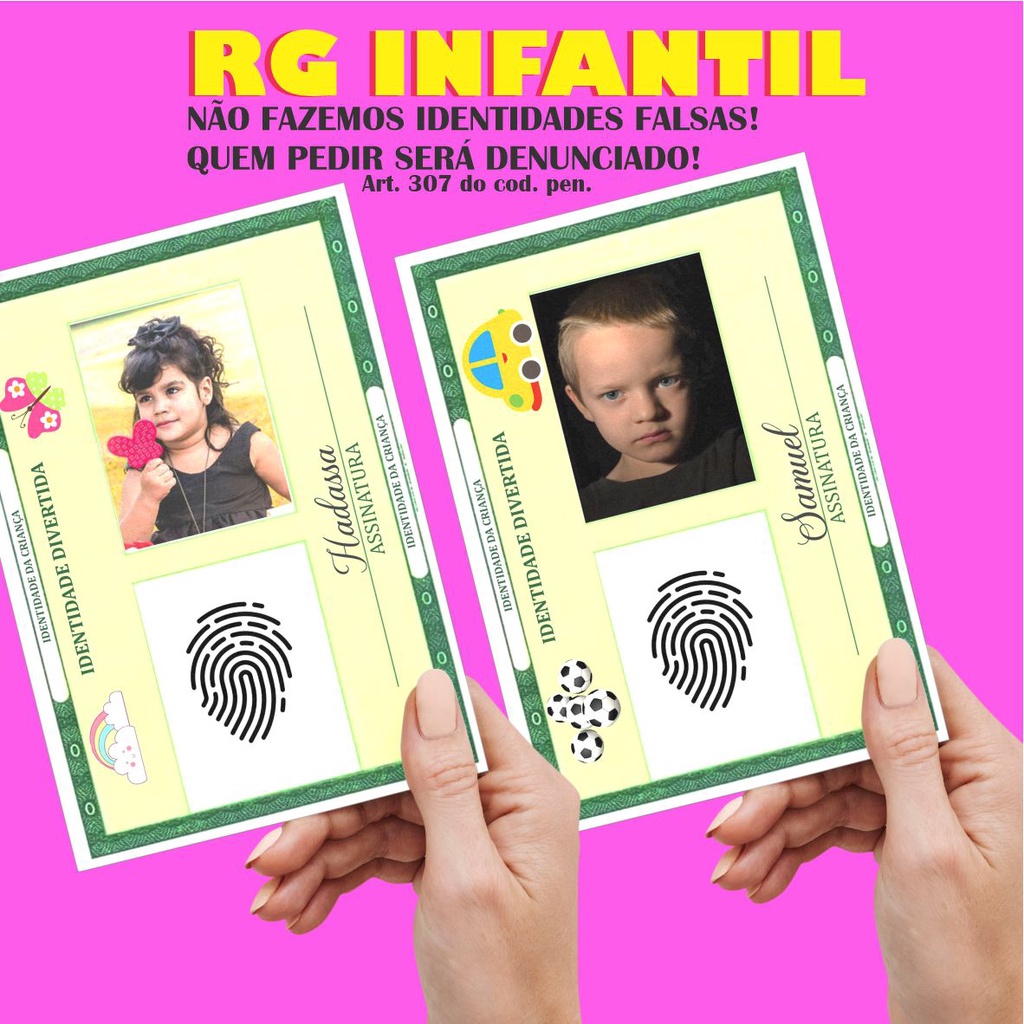 Papelaria - RG Fake Personalizada PARA CRIANÇAS | Shopee Brasil