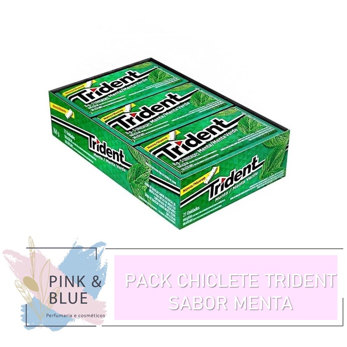 Display 168g (c/ 21un) Chiclete de Menta Verde Trident 5un de 8g ...