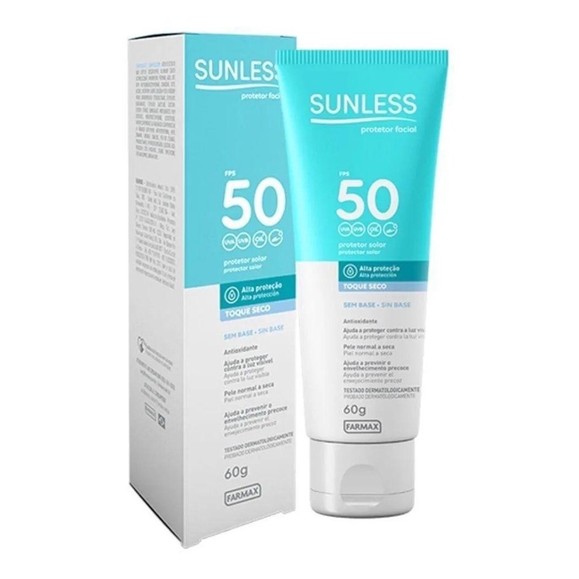 Protetor solar Facial Sunless FPS 50 sem cor - 60 g | Shopee Brasil