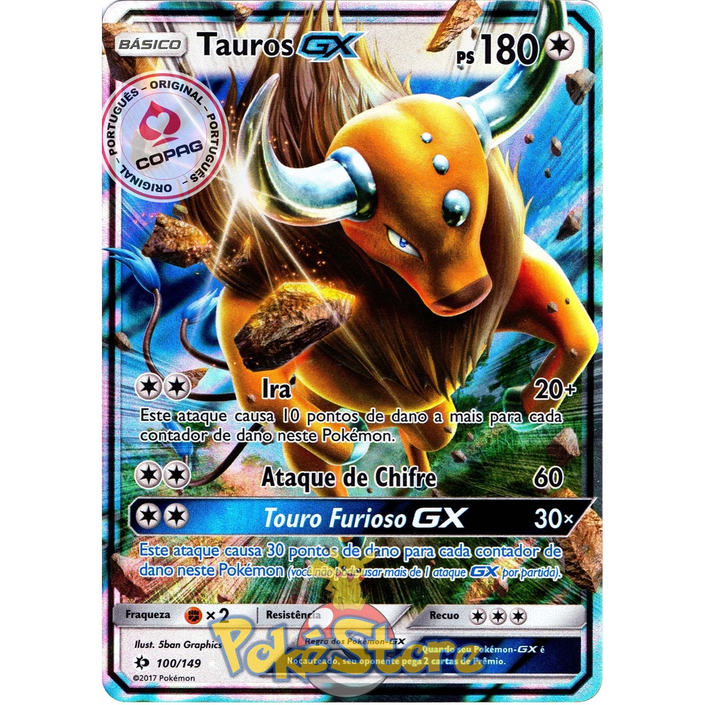Carta Pokemon Tauros GX Português Card Original Copag Sol e Lua ...