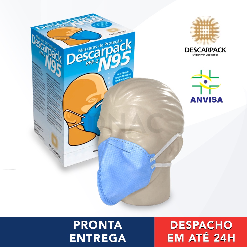 Máscara Descartável KN95 PFF2 Azul Original Sem Válvula - Descarpack | Shopee Brasil