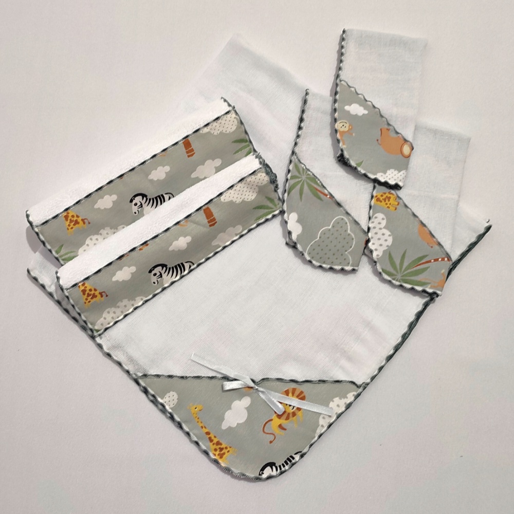Kit Enxoval Bebe 6 Peças Maternidade 3 Pano Fraldinha de Boca Babetes 1 ...