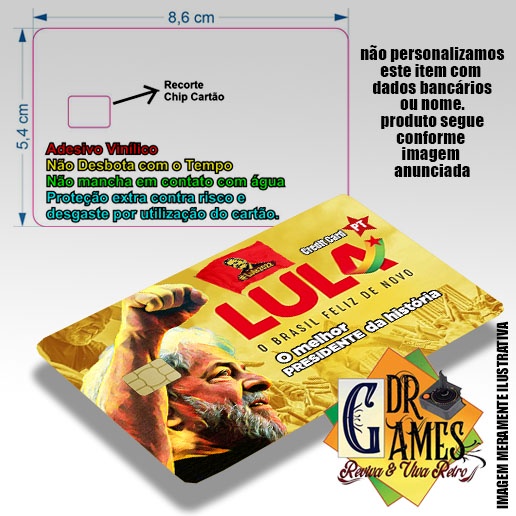 ADESIVO PARA CARTÃO CREDITO DEBITO Lula Livre Presidente 2022 | Shopee ...