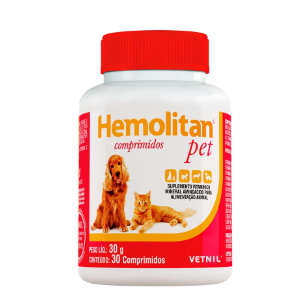 Hemolitan Pet 30 Comprimidos Vetnil- suplemento vitaminico contra ...
