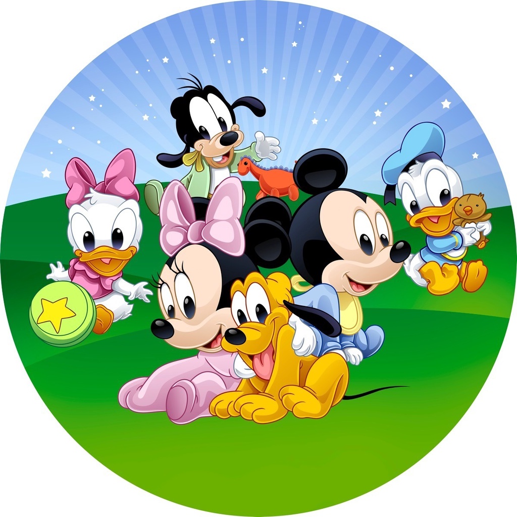 Painel de Festa redondo Mickey Baby em Tecido Sublimado | Shopee Brasil