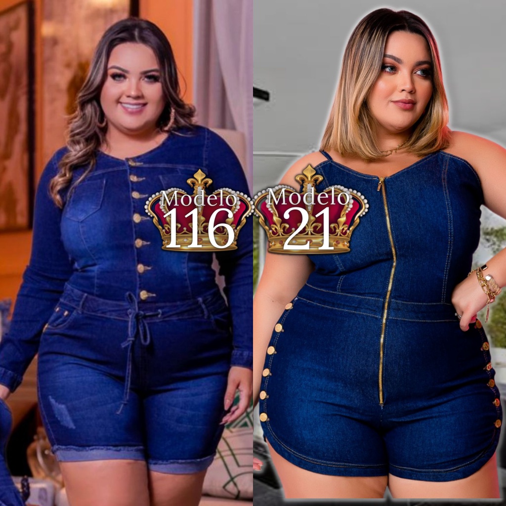 KIT 2 Macacão Jeans Plus Size [KIT2_BG] [MAC 21] [MAC 116] | Shopee Brasil