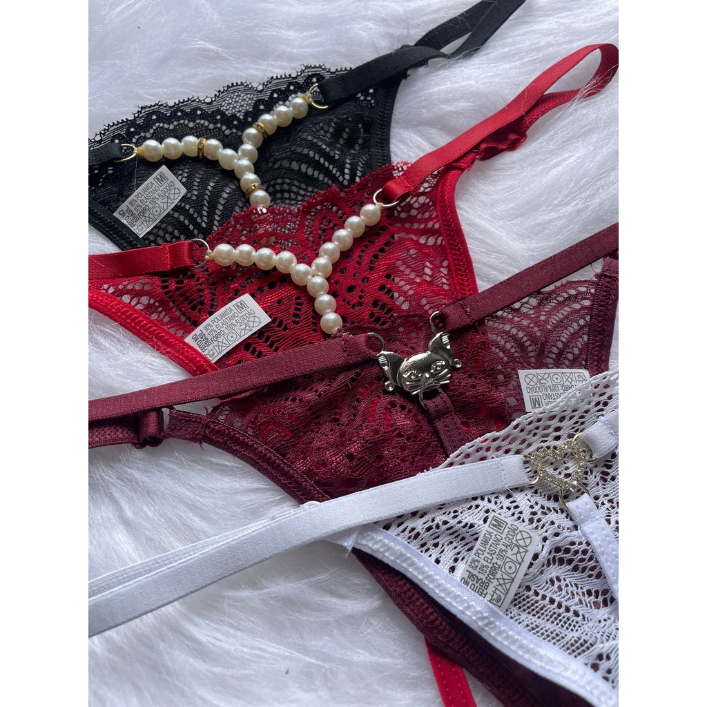 Calcinha Tanga Fio Dental Lingerie Com Pingente Sortido Shopee Brasil
