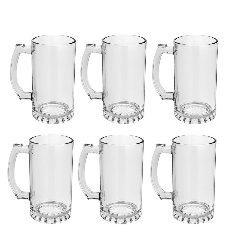 Jogo de 6 Canecas de Vidro Para Chopp e Cerveja Zero Grau 500ml | Shopee Brasil