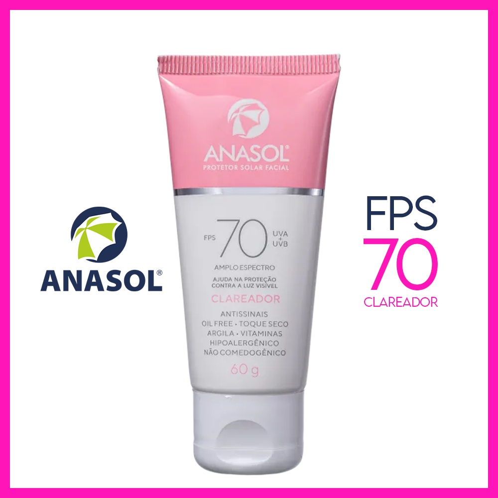 Anasol Protetor Solar Facial Clareador FPS 70 UVA Vegano | Shopee Brasil