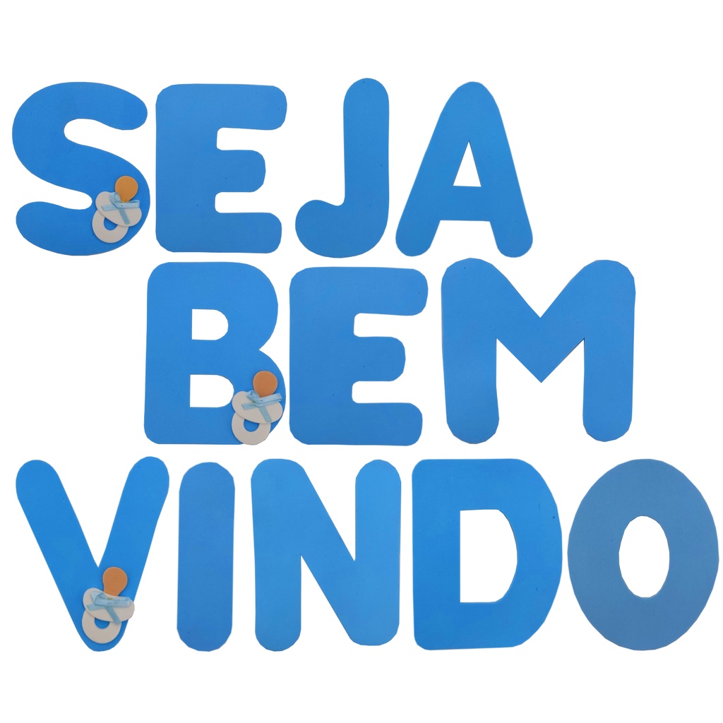 Letras EVA SEJA BEM VINDO AZUL - PRONTA ENTREGA - MENINO - CHÁ DE BEBE ...