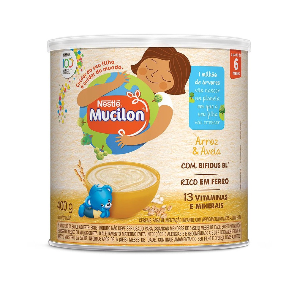 Cereal Infantil Mucilon Arroz e Aveia Integral 400g | Shopee Brasil