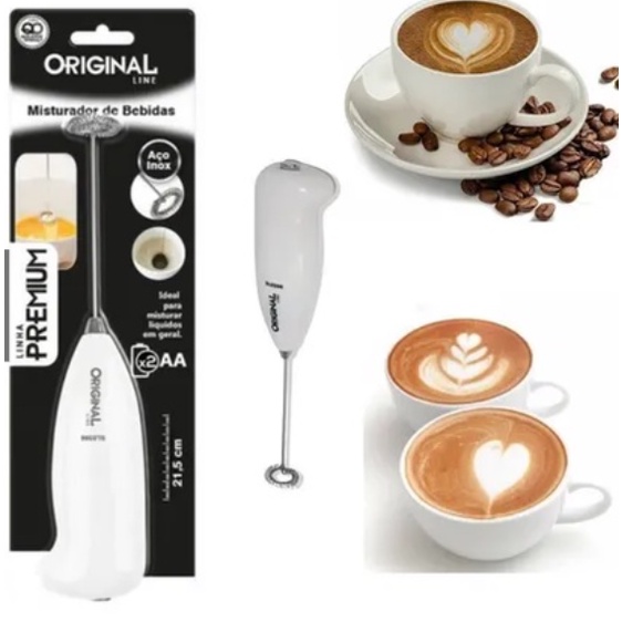 Mixer Inox Misturador de Bebidas a Pilha Original Line Branco | Shopee ...