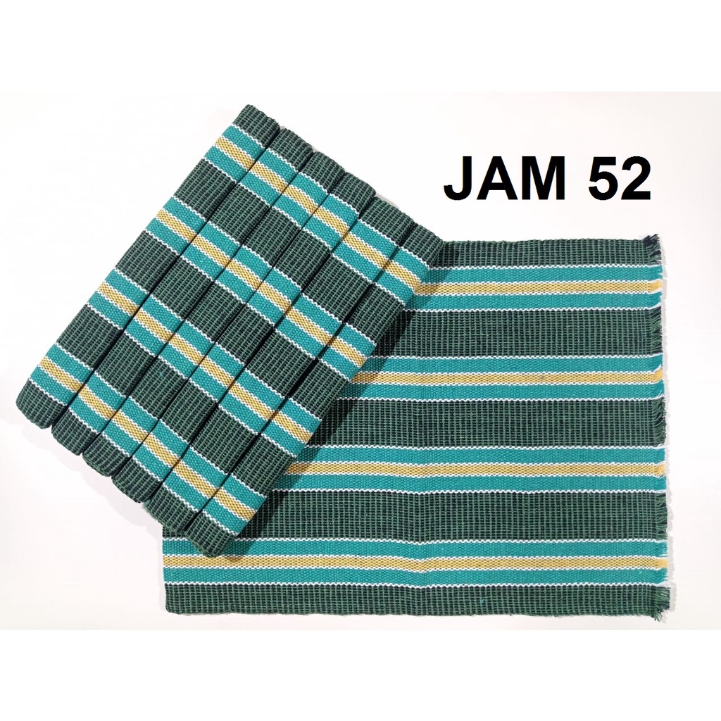 Jogo Americano de Tear 7 peças Artesanal Sousplat Para Mesa Grande de 6 ...