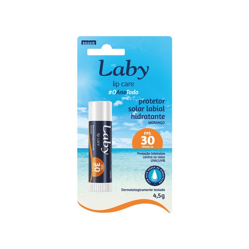 Protetor Solar Labial Laby FPS 30 Stick Sabor Morango com 4,5g | Shopee ...