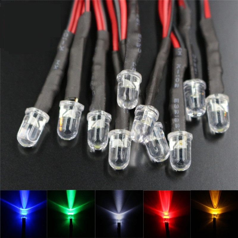 Kit 10 Led's Alto Brilho 5mm 12v + resistor - Várias Cores | Shopee Brasil