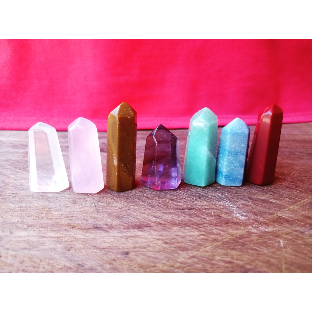 Kit com 7 pontas dos chakras quartzo verde quartzo rosa azul jaspe ...