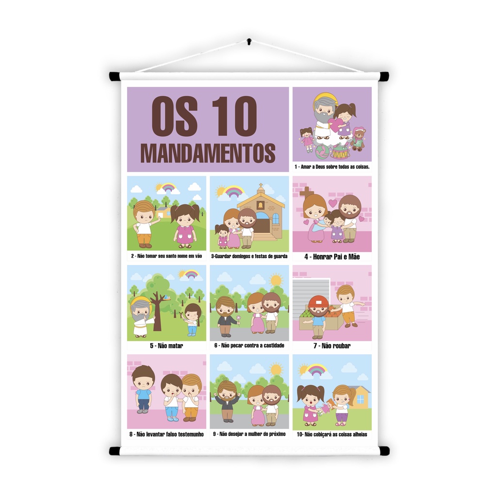 Banner Educativo em Lona Bíblico OS 10 MANDAMENTOS - 85x60cm | Shopee ...