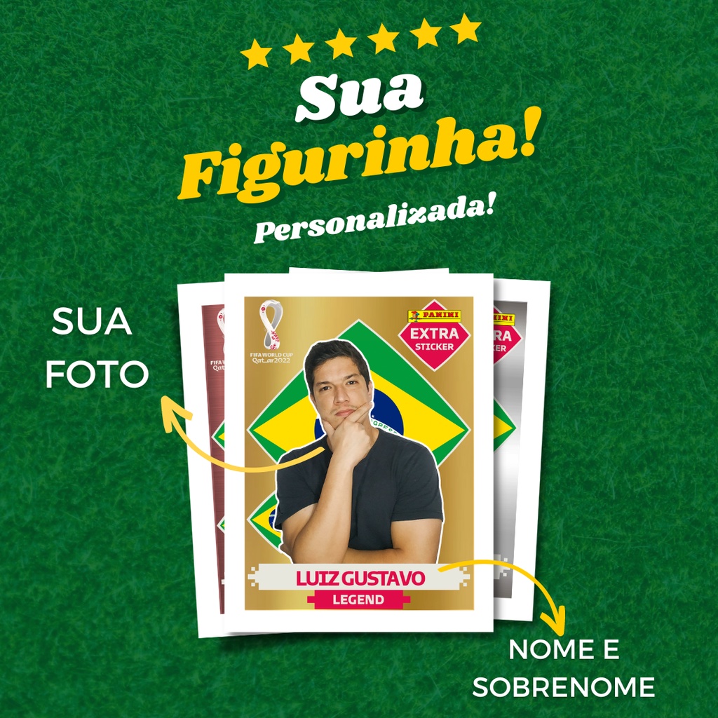 Figurinha Legend da Copa do Mundo Personalizada com sua Foto. - Legend da Bandeira do Brasil ...