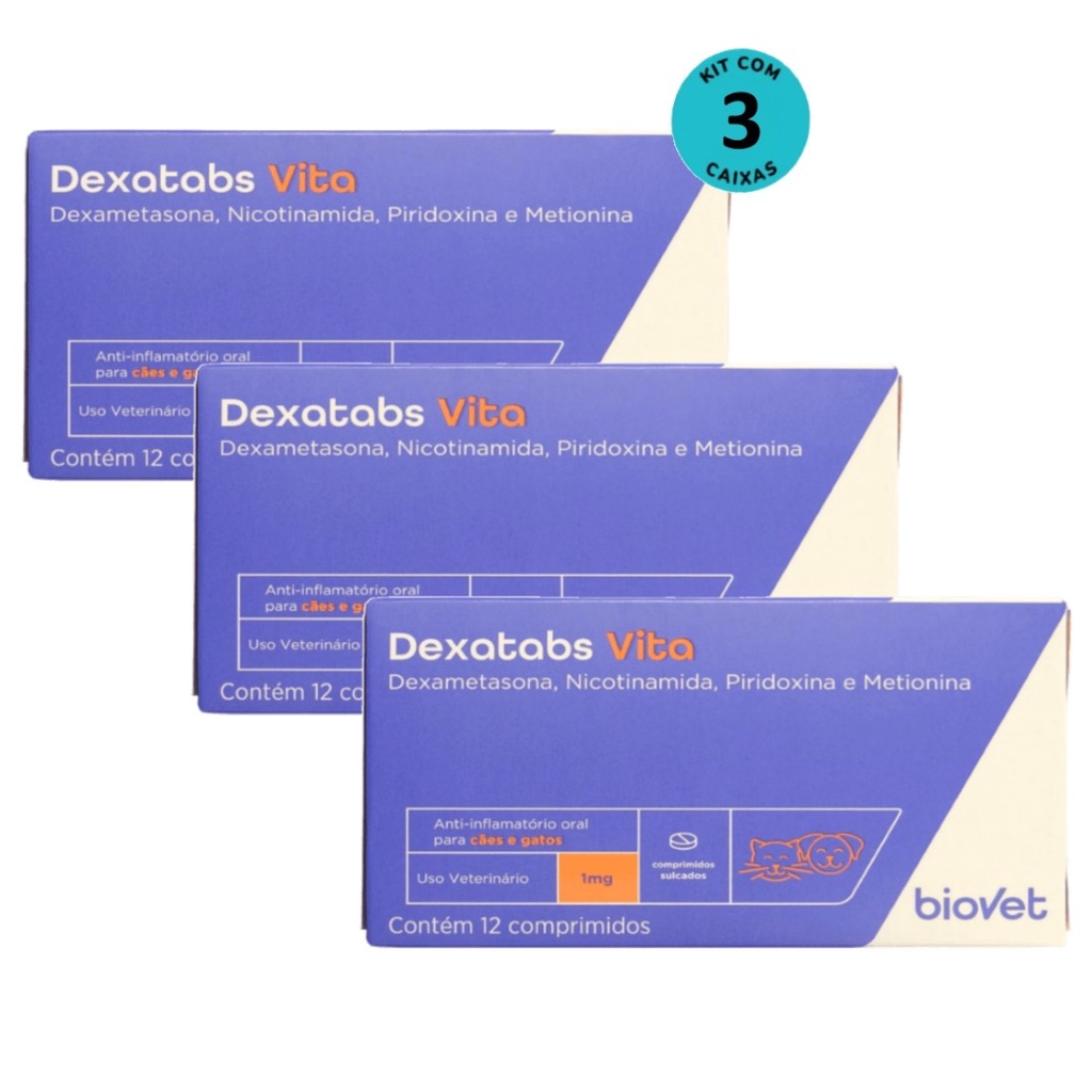 Dexatabs Vita Para Cães E Gatos 1mg Com 12 Comp. Kit C/ 3 cx | Shopee ...