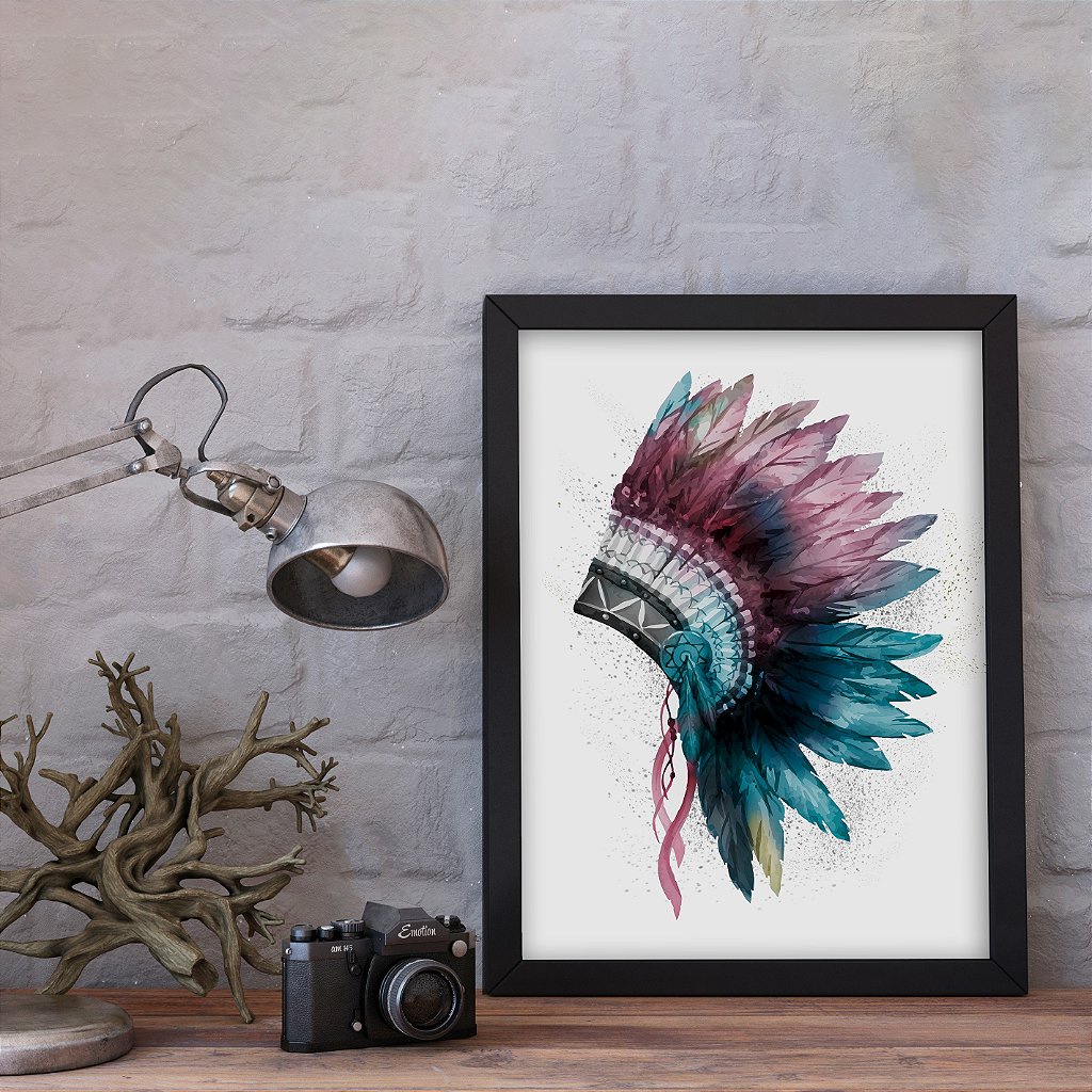 Quadro Decorativo Cocar Colorido Índio Indígena | Shopee Brasil