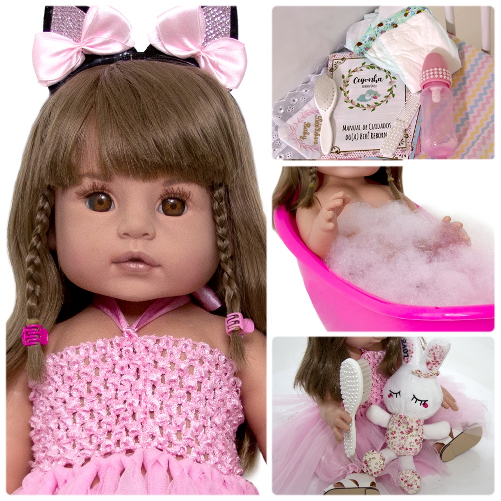 Boneca Infantil Bebe Reborn Siliconado Bailarina Coelhinha | Shopee Brasil