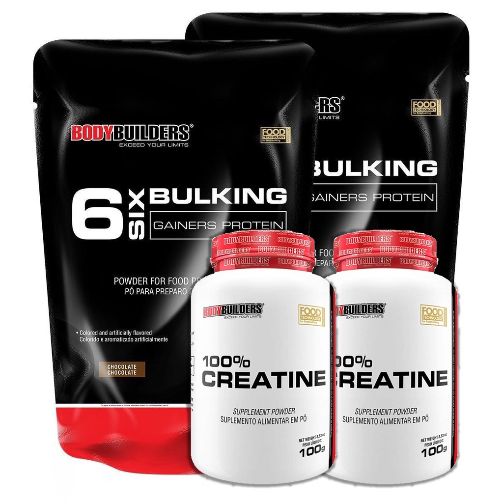 KIT 2x Hipercalórico 6 Bulking 6kg + 2x Power Creatina 100g ...