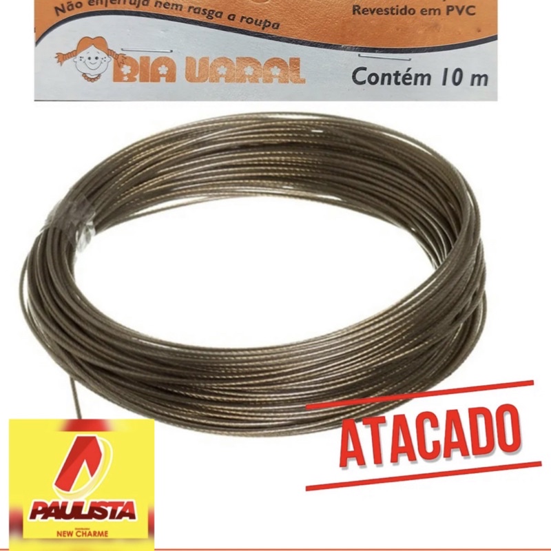 Corda para Varal de Aço Revestida em PVC Bia Varal 10m pacote c/10 ...