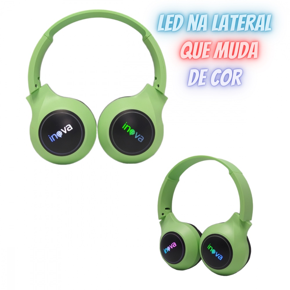 Fone bluetooth 8693 Inova com led lateral (azul e vermelho esgotado ...