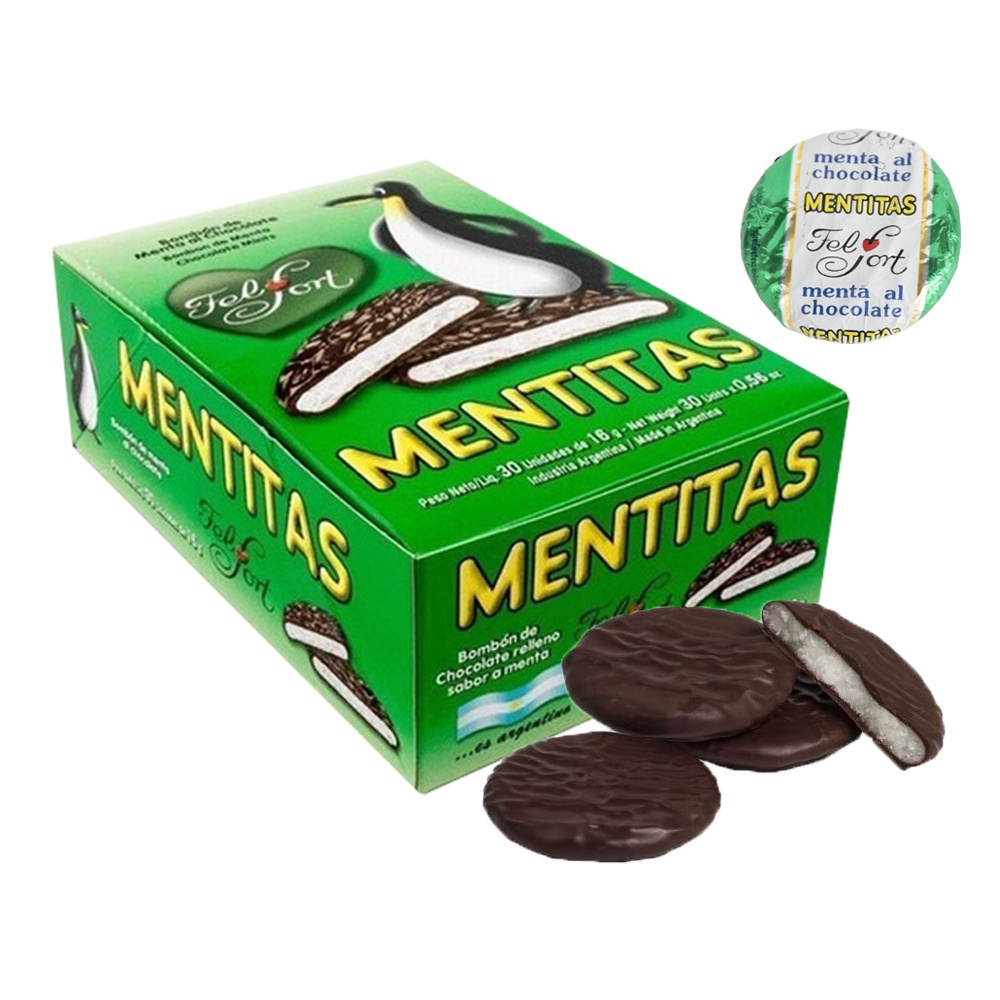 Mini Bombom Classico Argentino Chocolate Menta Mentitas Bocadito Caixa ...
