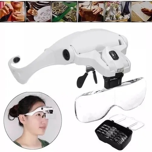 Lupa Cabeca Profissional 2 Leds E 5 Lentes Aumento Estetica | Shopee Brasil