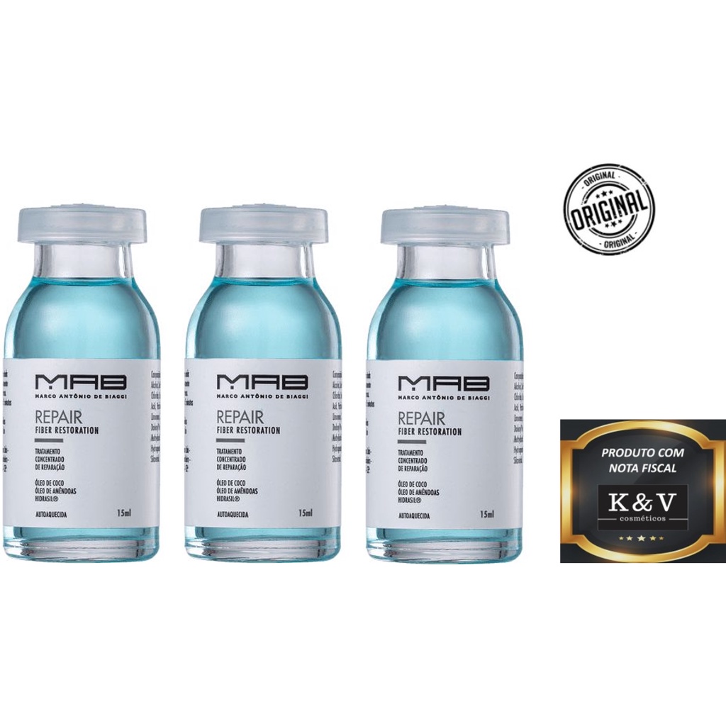 MAB - 3 AMPOLAS REPAIR FIBER RESTORATION 15 ML | Shopee Brasil