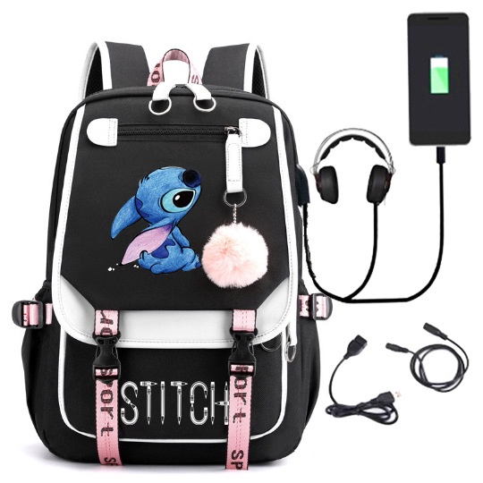 New Star Baby Stitch Stitch Stitch USB Charged Mochila Escolar para ...
