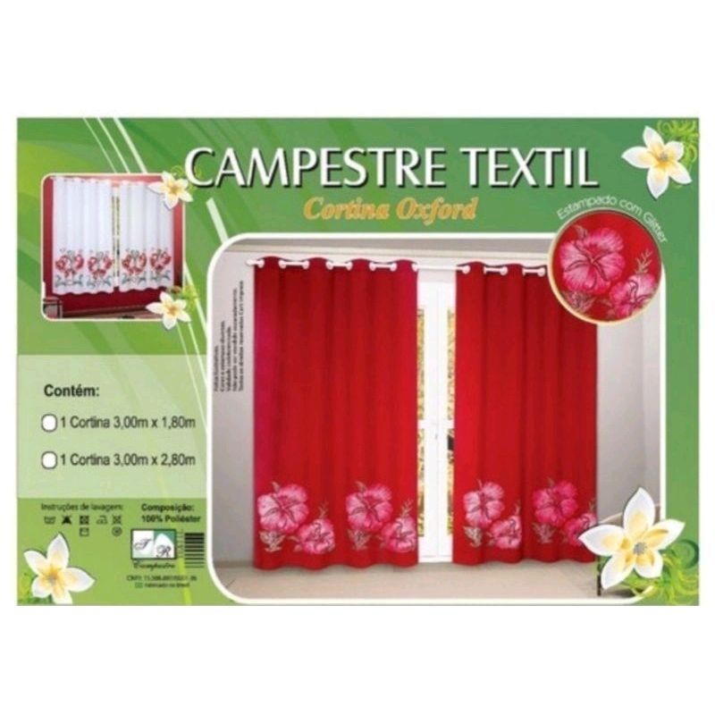 Cortina Oxford Estampada 3,00m x 1,80m Campestre | Shopee Brasil