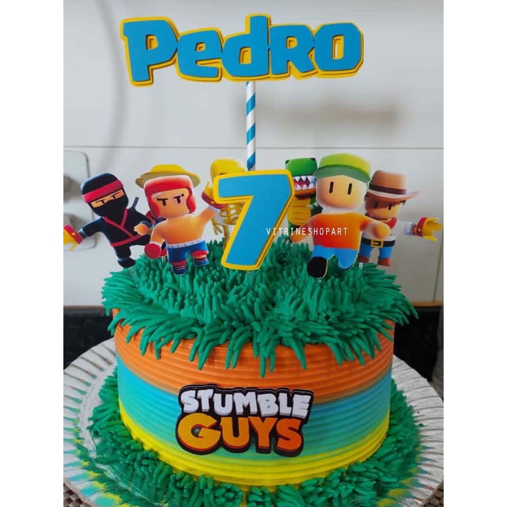Topo de Bolo Stumble Guys Aniversários Topper Game Festa Infantil ...