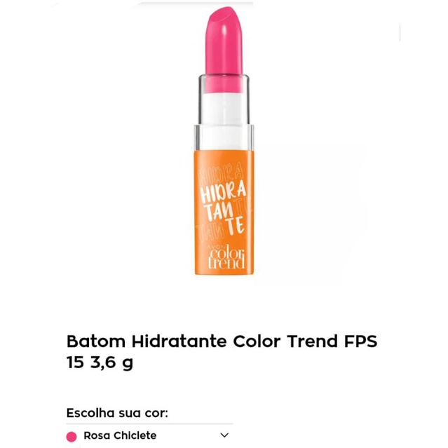 Batom Hidratante Color Trend FPS 15 3,6 g Cor Rosa Chiclete | Shopee Brasil