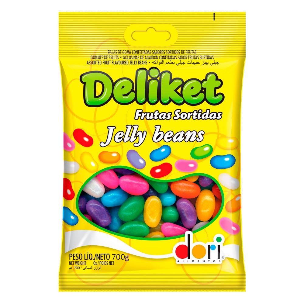 Bala de Goma Confeitada Deliket Jelly Beans Frutas Sortidas 700g - Dori ...
