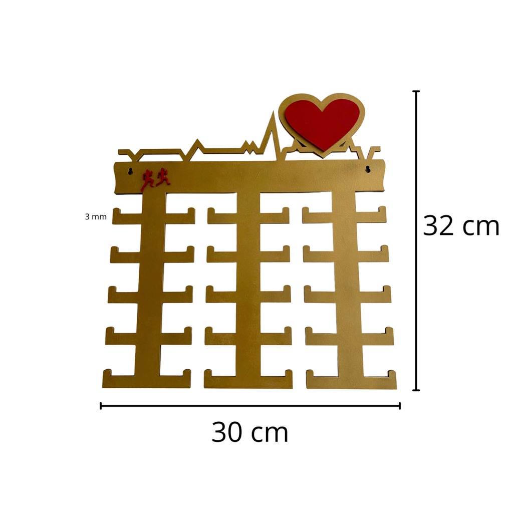 Porta Medalhas Runner 30 Ganchos Mdf 3mm | Shopee Brasil