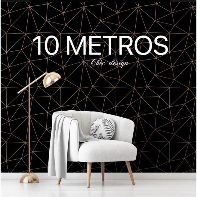 Papel De Parede Zara Preto 10 Metros X 45cm Adesivo Autocolante Para