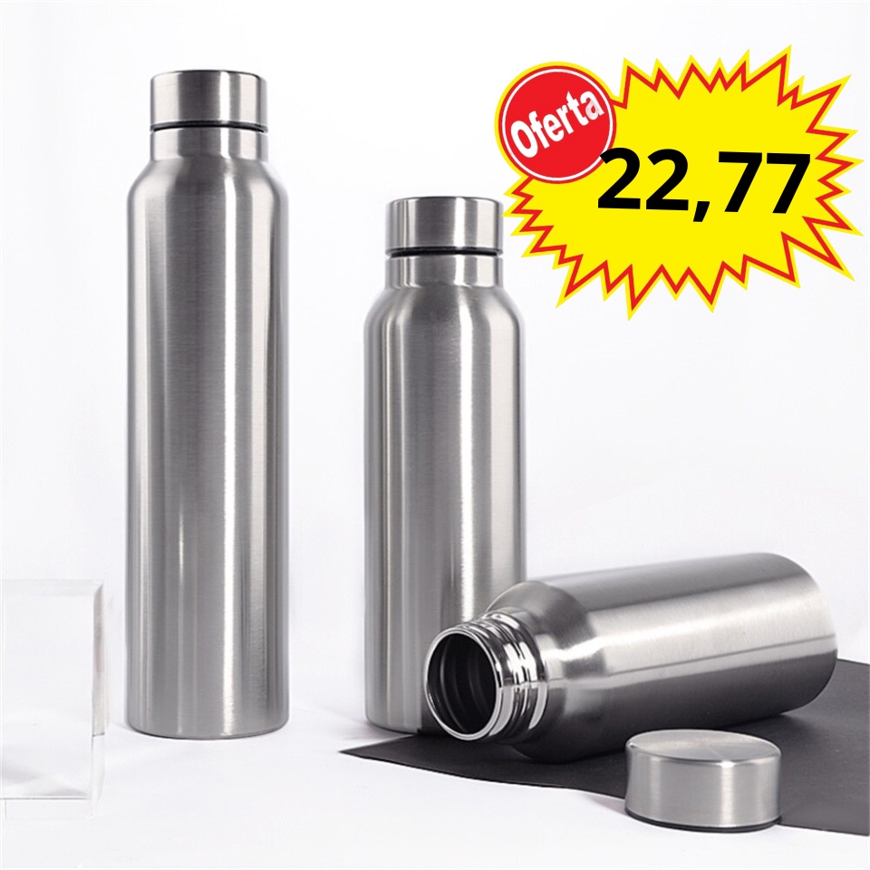 Garrafa de Água Inox boca larga Squeeze Liquidos Frios e Quentes ...
