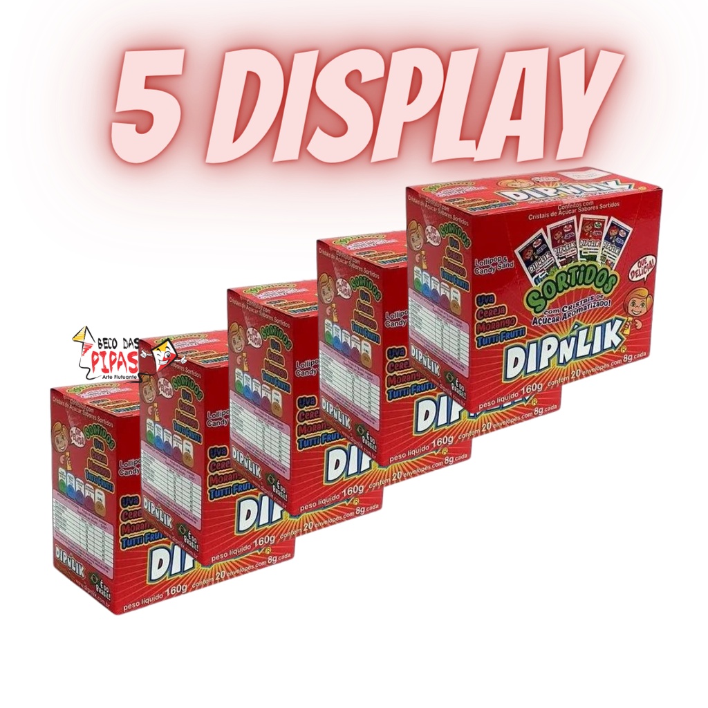 Kit 5 Display Pirulito Sortido 20 x 8g 160g Dipnlik | Shopee Brasil