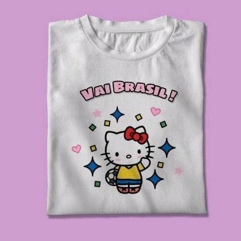 Camiseta Hello Kitty copa do mundo vai Brasil | Shopee Brasil