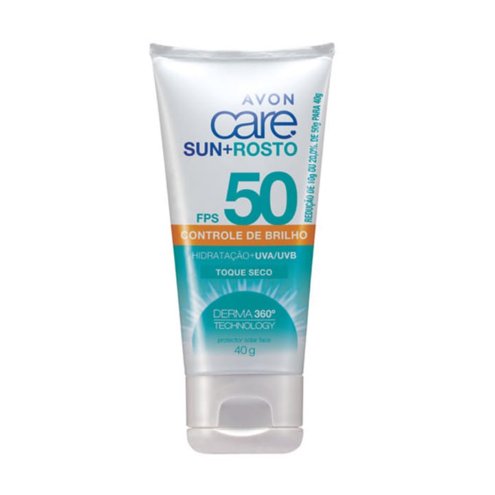 Protetor Solar Rosto Controle de Brilho FPS 50 40g Avon Care Sun+Rosto ...
