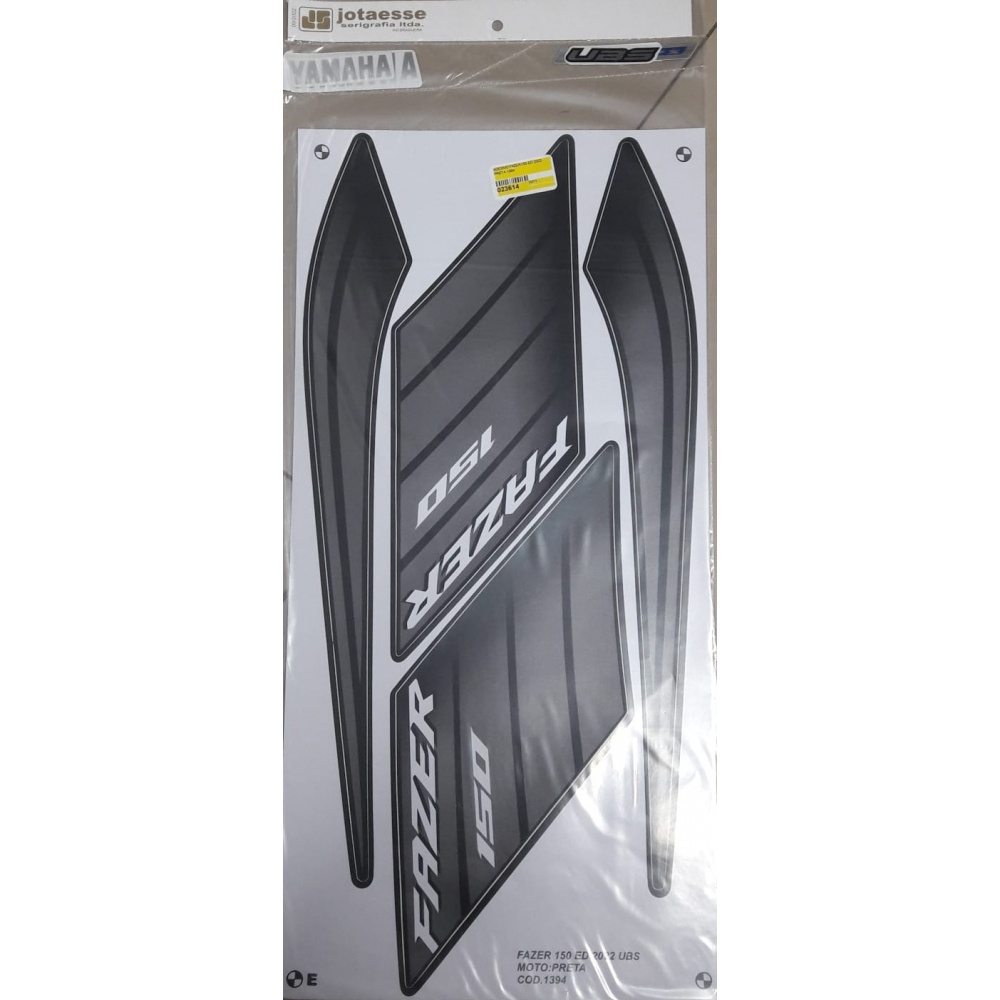 Kit Adesivos Faixas Moto Yamaha Fazer 150 ED UBS 2022 Preta Jogo ...
