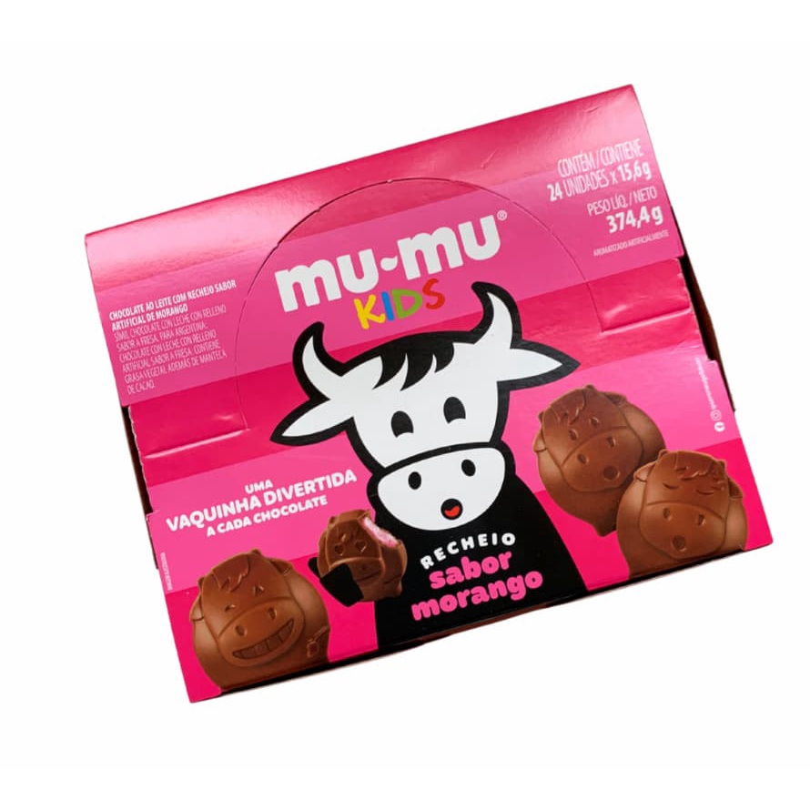 Chocolate Mu-mu Kids Sabor Morango 374,4g - 24 Unidades de 15,6g ...
