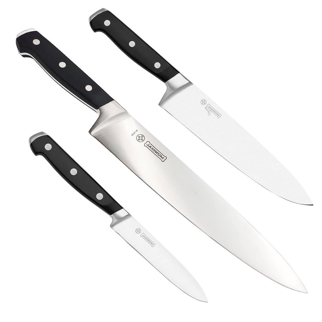 Kit de Facas Mundial Chefe Profissional 6 8 10 Polegadas Faca Lâmina Full Tang Inox Forjada Cabo ...