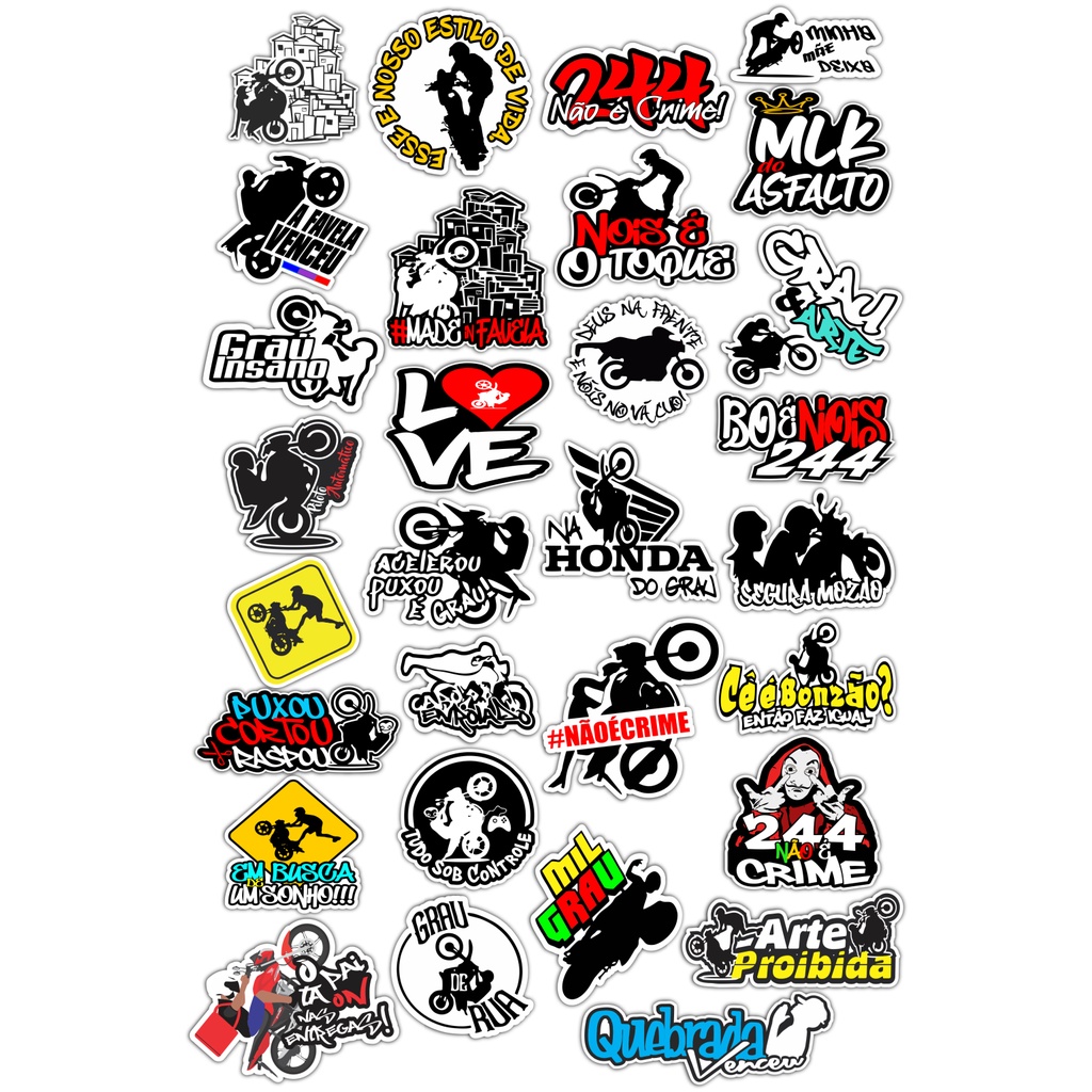 Cartela de Adesivos para carro moto ou bike Sticker Notebook Bicicleta | Shopee Brasil