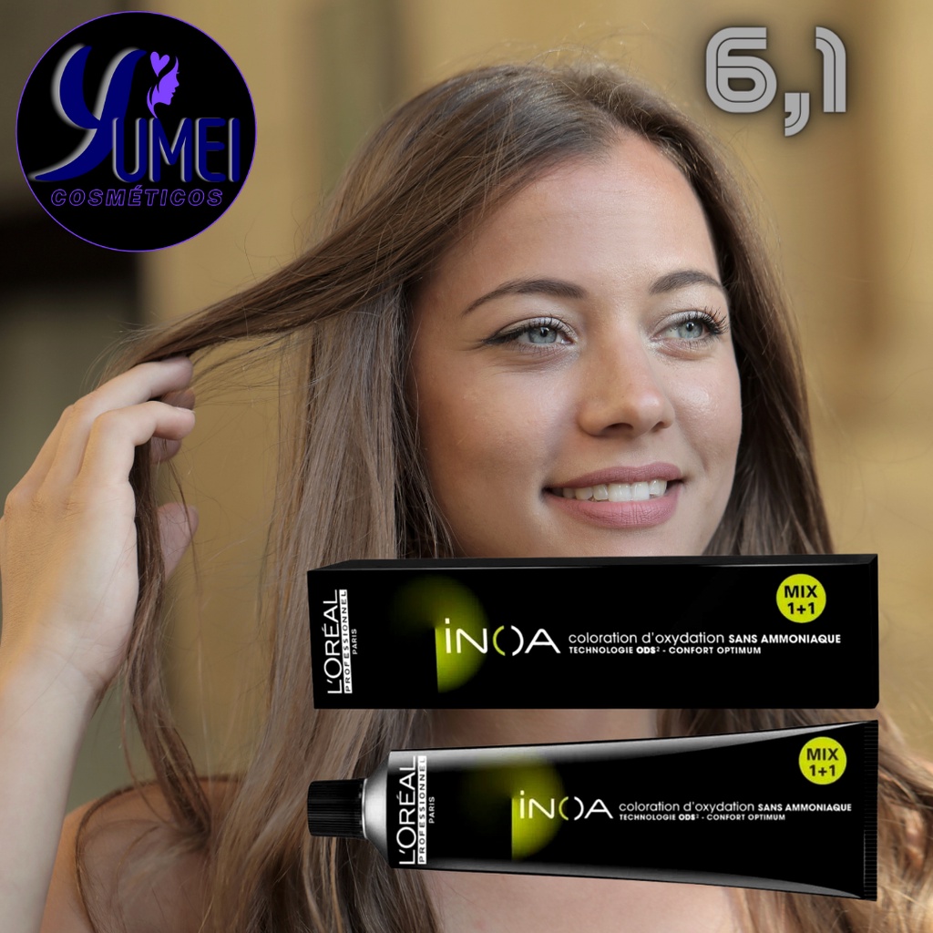 INOA COLORAÇÃO PERMEN LOREAL PROF. 6,1 LOURO ESC ACINZENTADO | Shopee ...