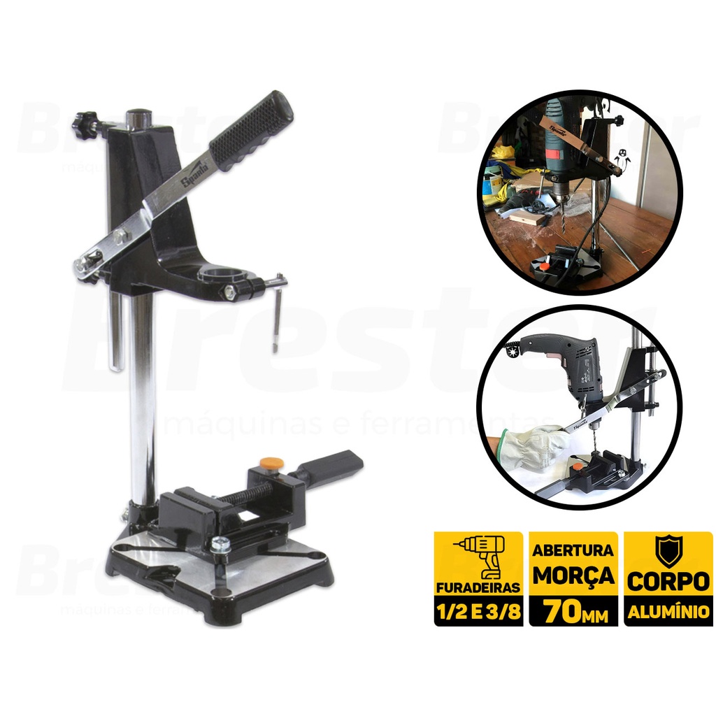 Suporte Para Furadeira 1/2 E 3/8 Manual C/ Morsa Ajustável Universal ...